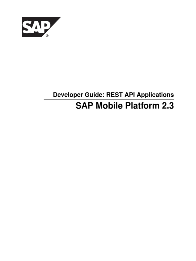 SAP Mobile Platform 2.3: Developer Guide: REST API Applications | PDF ...
