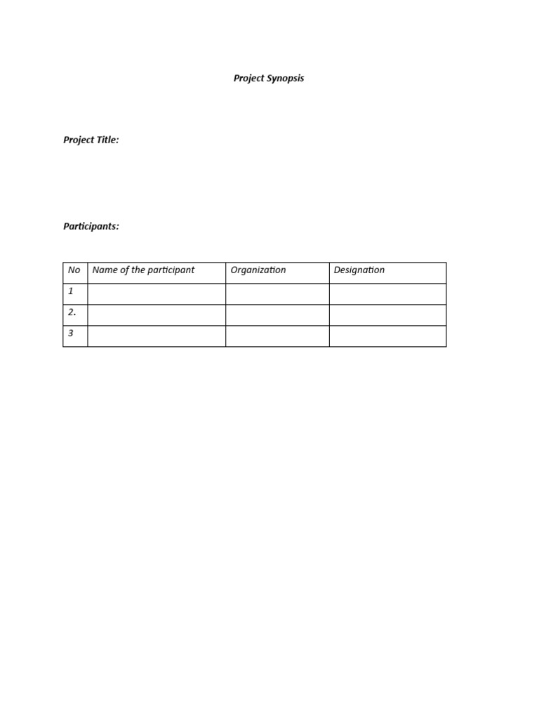 Project Synopsis - Format | PDF