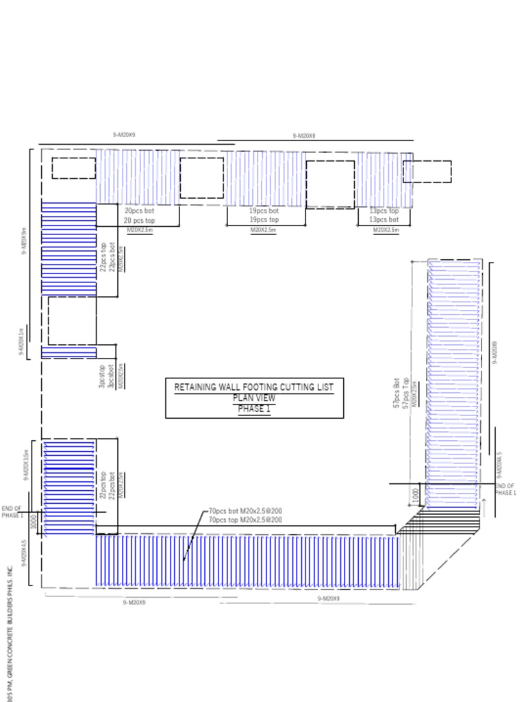 Wall Footing Plan View Rebar Cutting | PDF | Structural Engineering ...