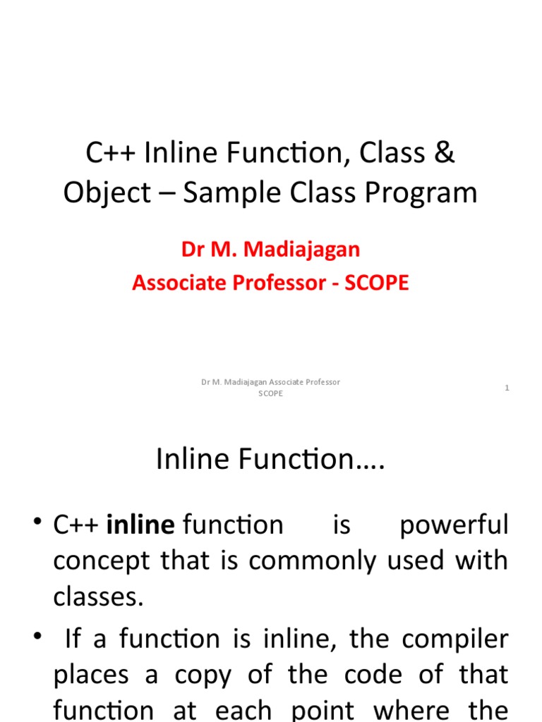 C Inline Function Class Object Program Pdf Class Computer Programming C 