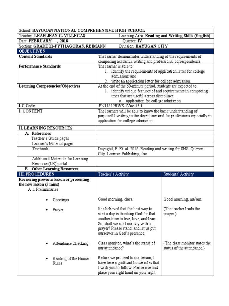Application Letter for College Admission | PDF | University And College ...
