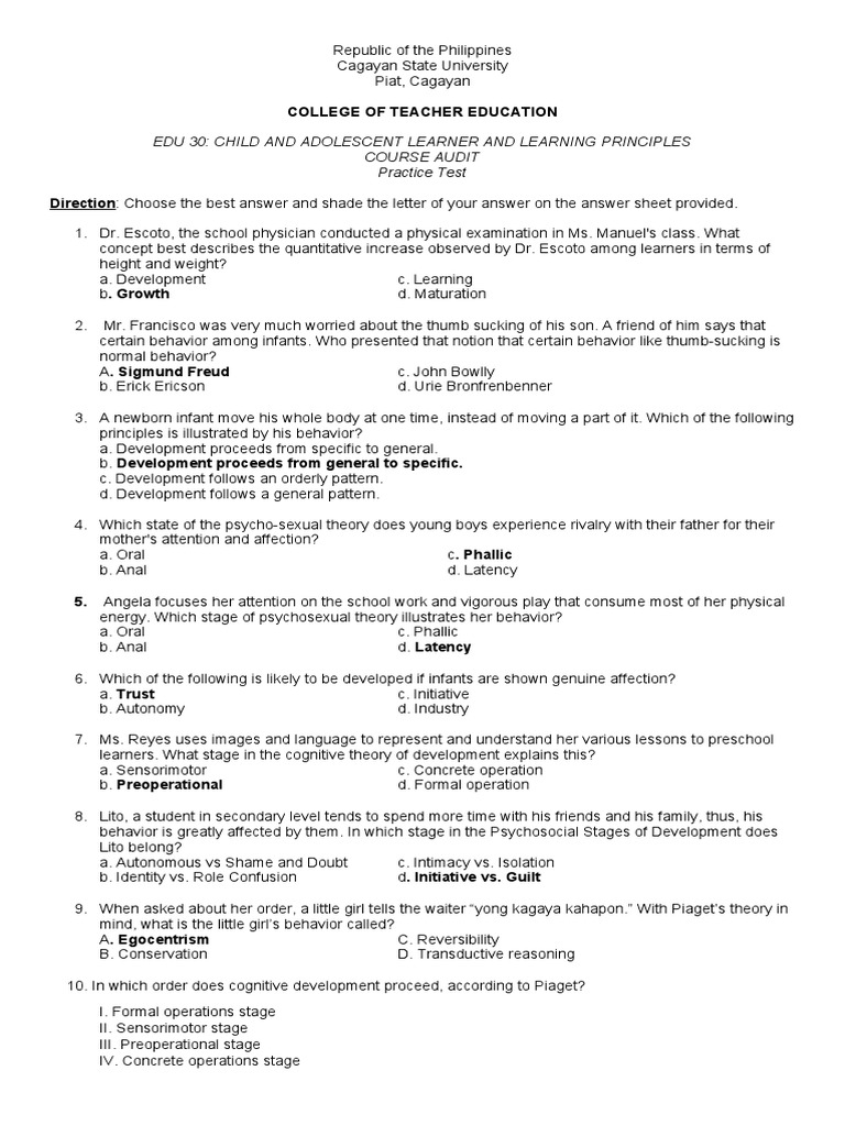 EDU 30 Practice Test 20 Items | PDF | Psychology | Human Development