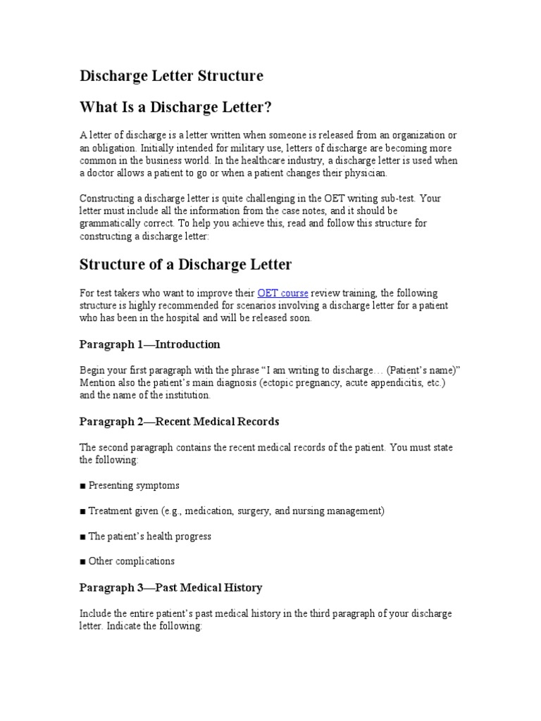 Discharge Letter Writing Guide | PDF | Self-Improvement