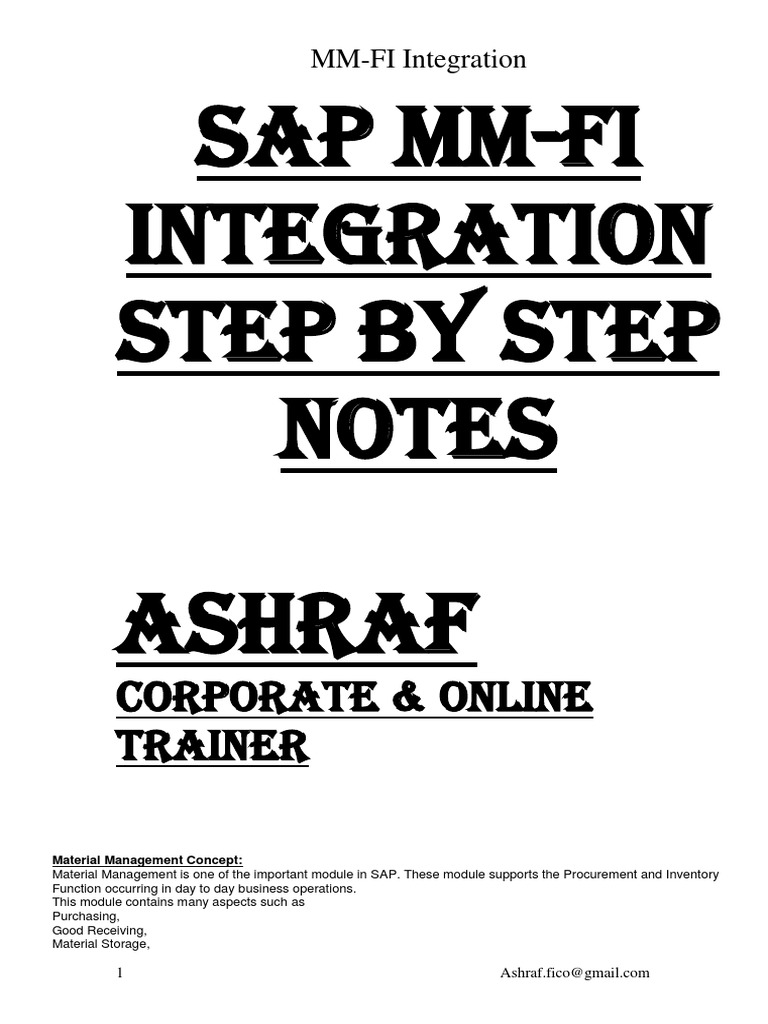 SAP Mm-Fi Integration sTEP BY Step Notes Ashraf: Corporate & Online ...