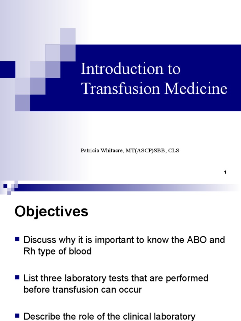 Introduction To Transfusion Medicine | PDF | Blood Type | Blood Transfusion