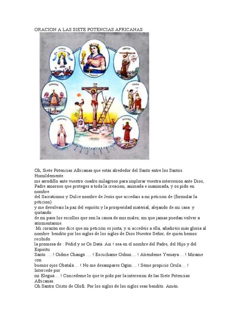 Oración a las Siete Potencias Africanas | PDF | Religión y espiritualidad