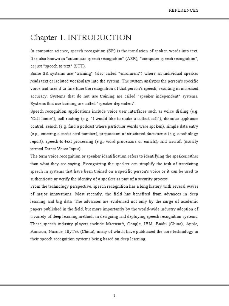 Chapter 1. INTRODUCTION | PDF | Speech Recognition | Human–Computer Interaction