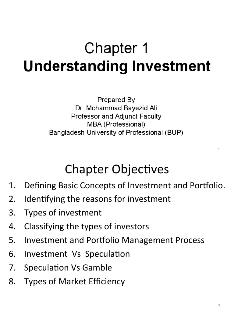 Chap 01 Understanding Investment | Download Free PDF | Investor ...