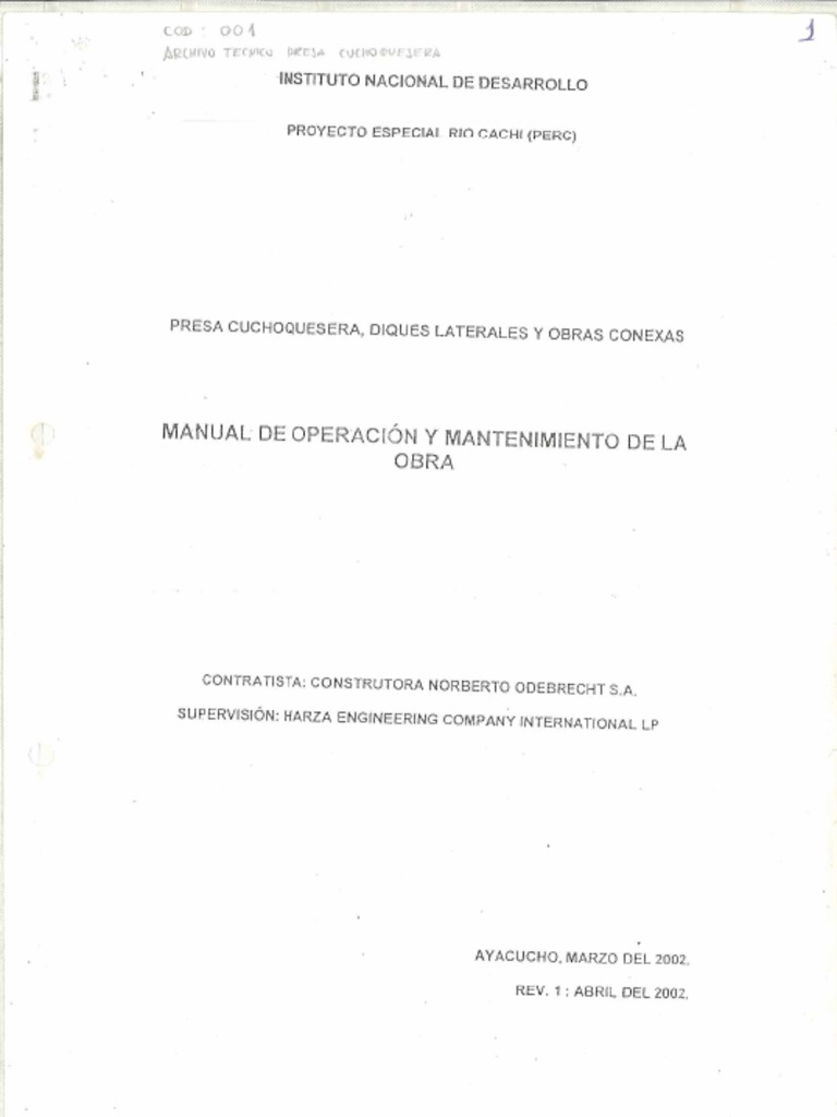 2.7.1 Manual de Operación y Mantenimiento de La Obra | PDF