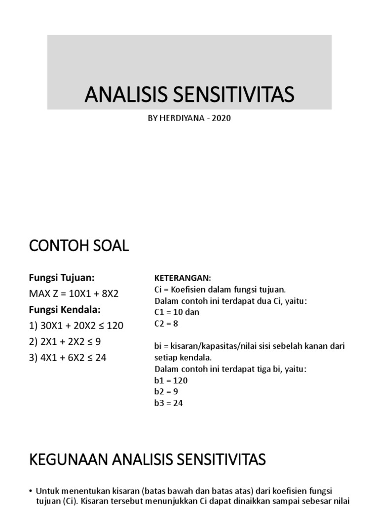 Analisis Sensitivitas dalam Pemrograman Linier | PDF