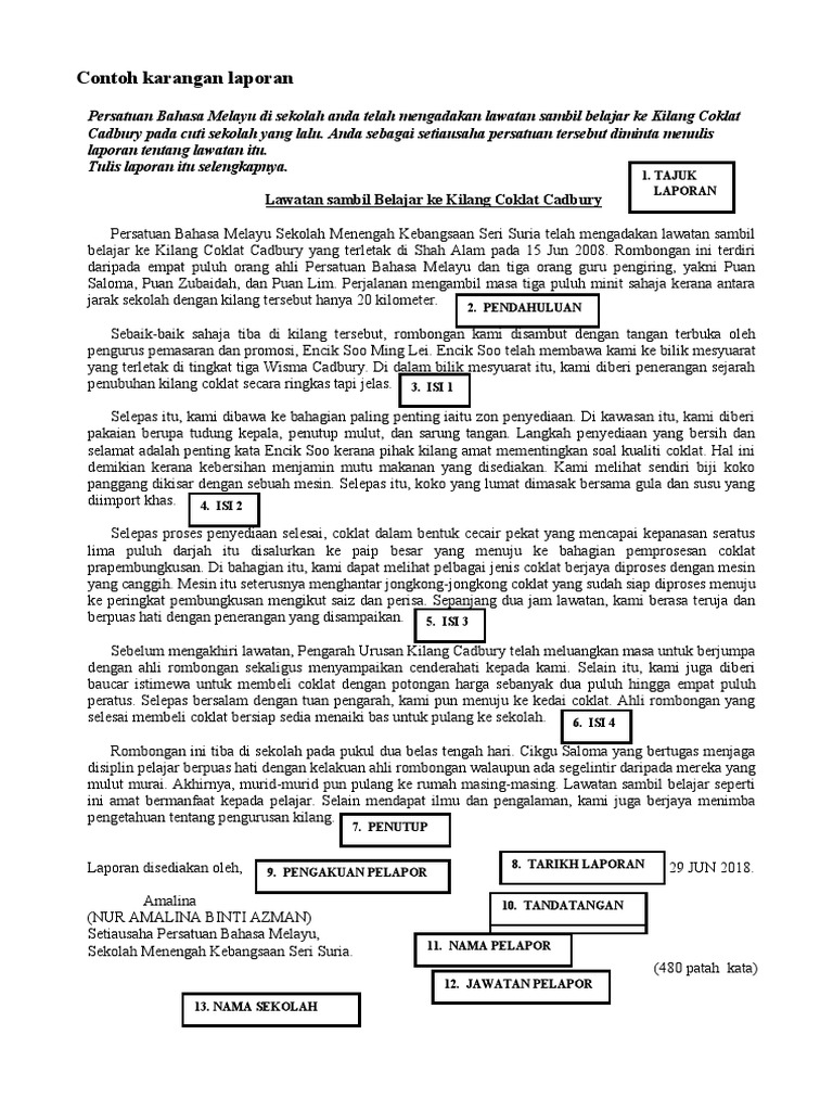 FORMAT Dan CONTOH Karangan Laporan | PDF