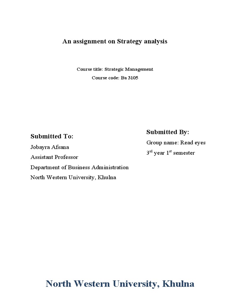 Strategic Management Coverpage | PDF