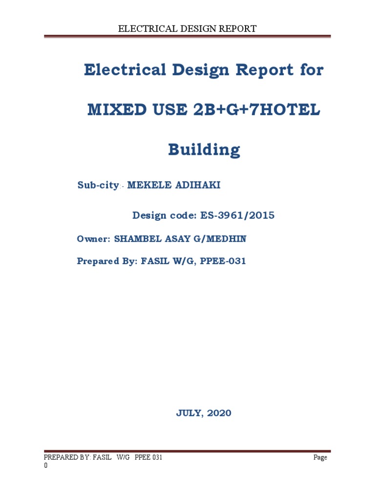 Electrical Design Report For Mixed Use 2B+G+7Hotel Building | PDF ...