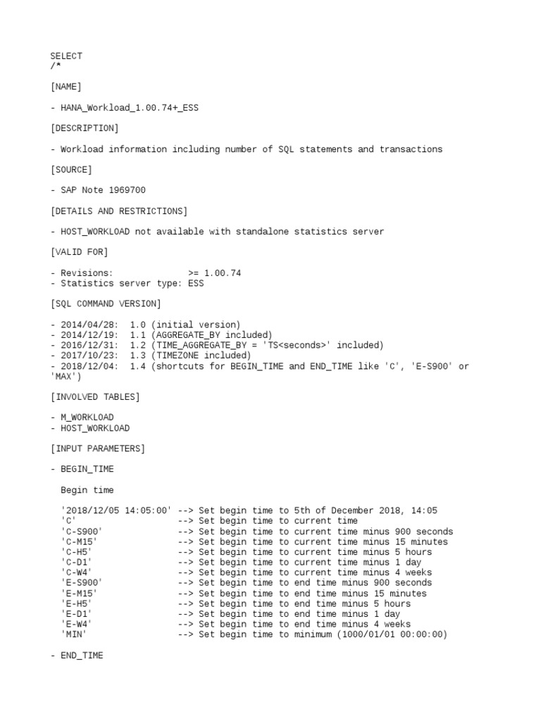 SAP HANA Workload Analysis SQL Guide | PDF | Data Management ...
