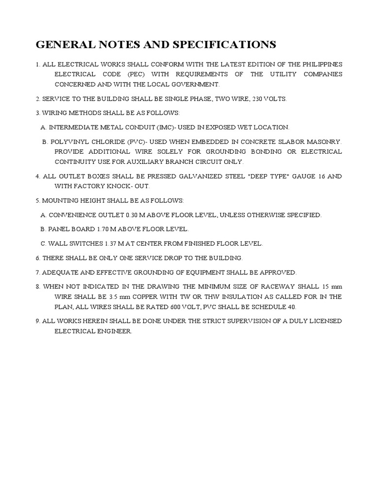 General Notes and Specifications | PDF | Technology & Engineering