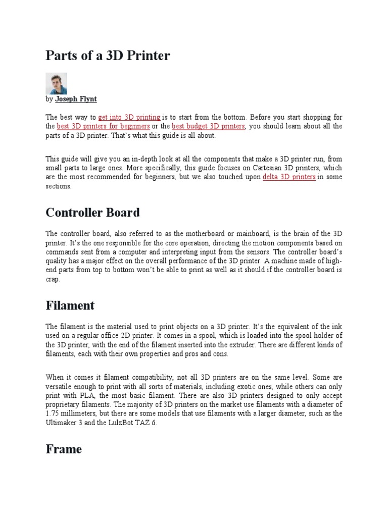 An In-Depth Look at the Key Components that Make Up 3D Printers | PDF ...
