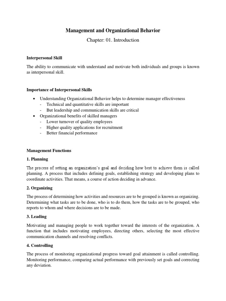 Management and Organizational Behavior: Chapter: 01. Introduction | PDF ...