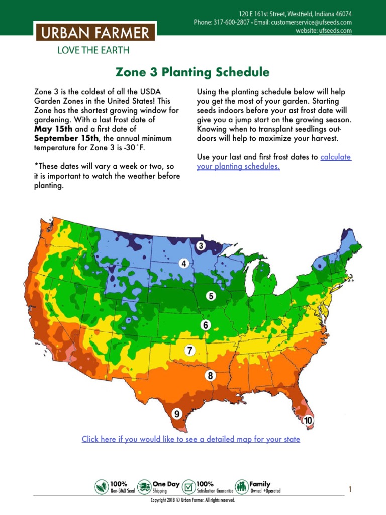 Zone 3 Planting Schedule: May 15th and A First Date of September 15th ...