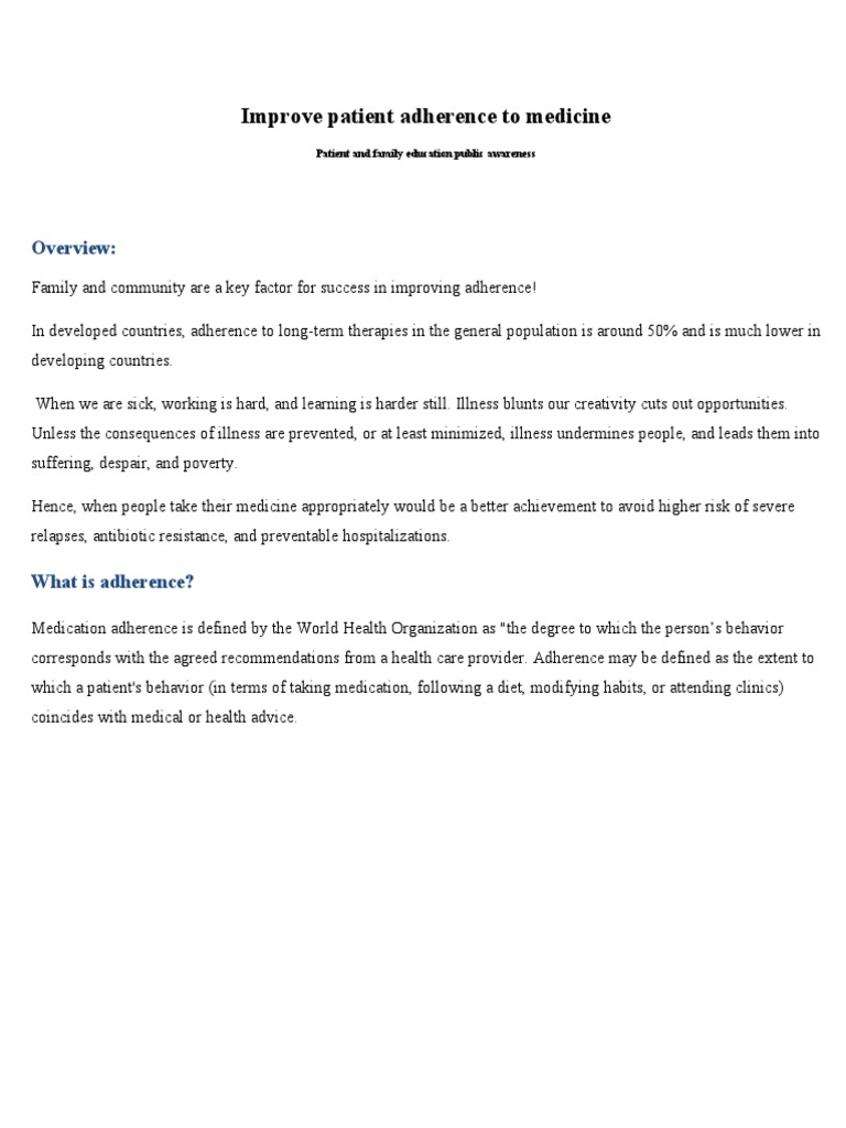 Enhancing Medication Adherence Strategies | PDF | Health Economics ...