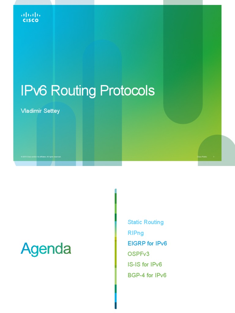 Ipv6 Routing Protocols: Vladimir Settey | PDF | I Pv6 | Computer Architecture