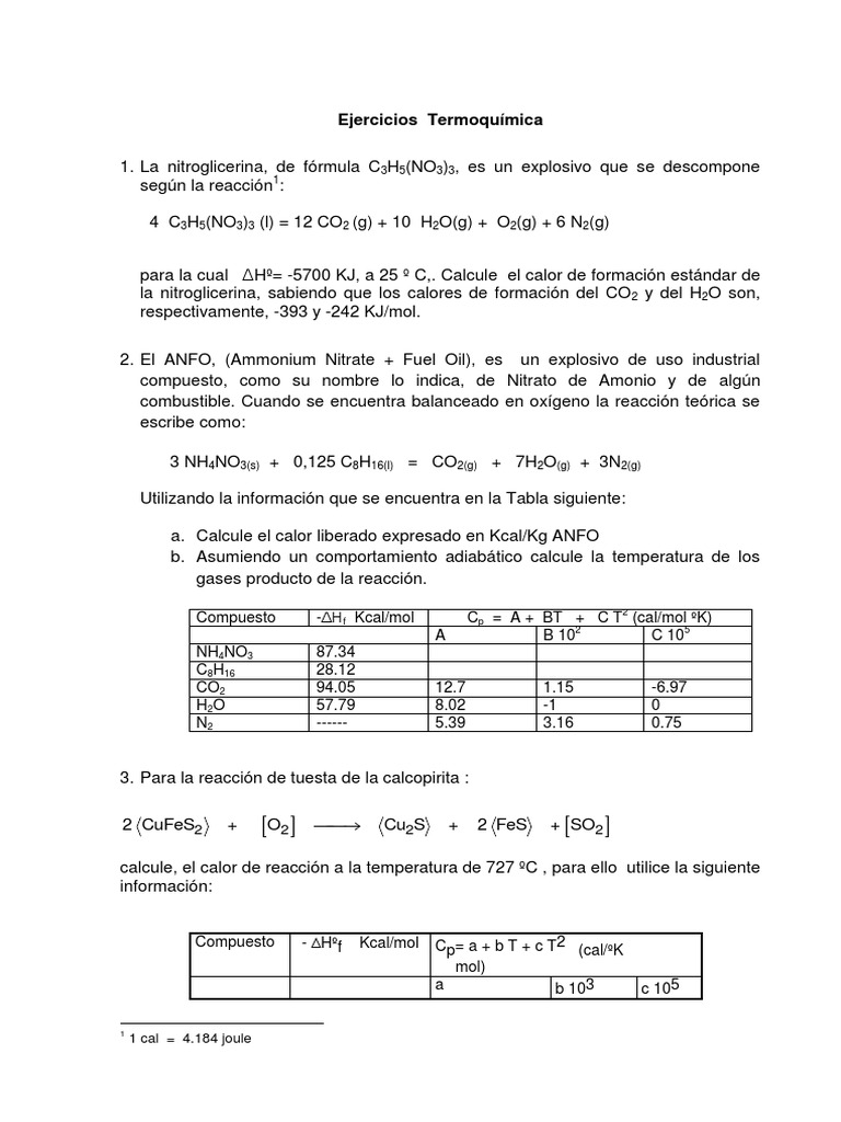 Ejercicios Termoquímica PDF | PDF | Química | Ciencias fisicas