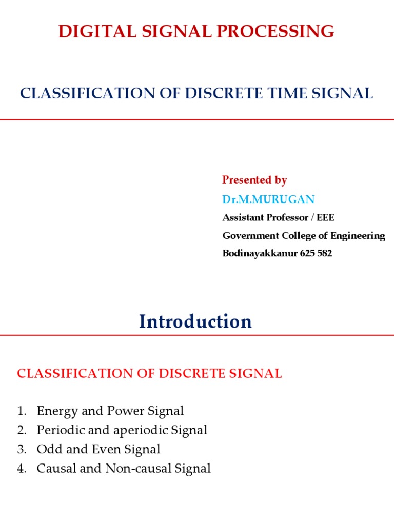 Digital Signal Processing: Classification of Discrete Time Signal | PDF ...