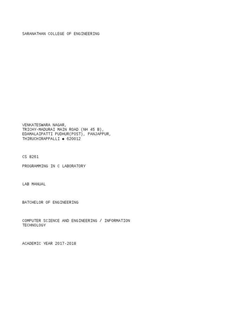 C Lab Manual | PDF | Computer Programming | Computing