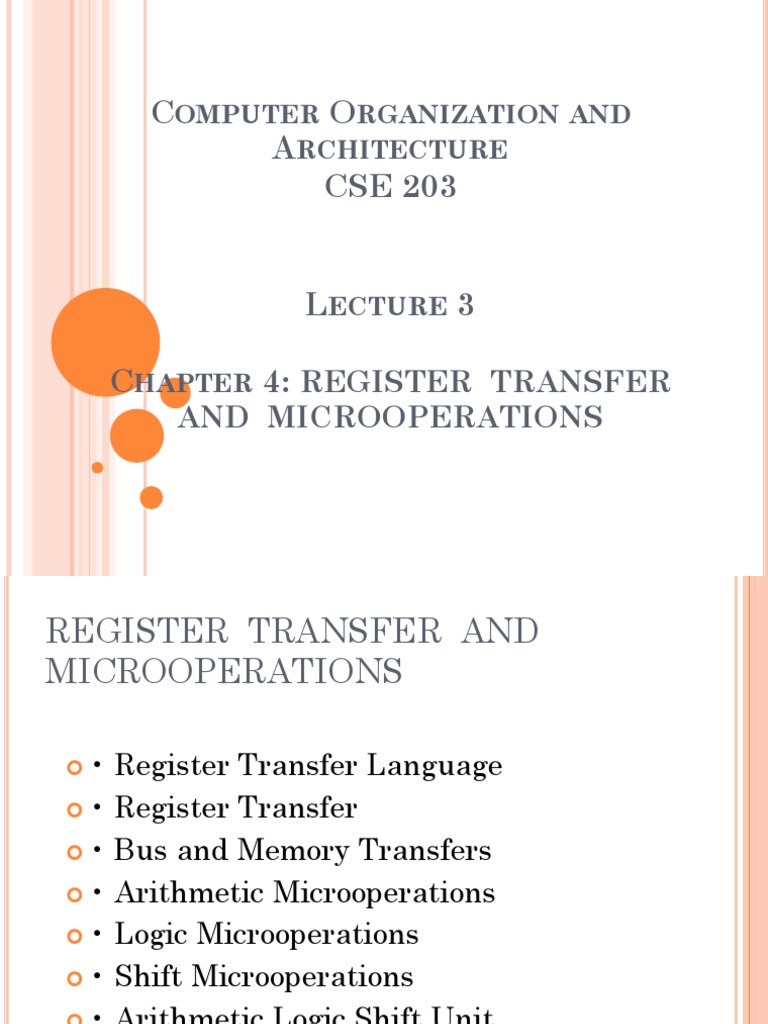 Lecture 3 - Chapter 4 - REGISTER TRANSFER AND MICROOPERATIONS | PDF | Computer Data Storage ...