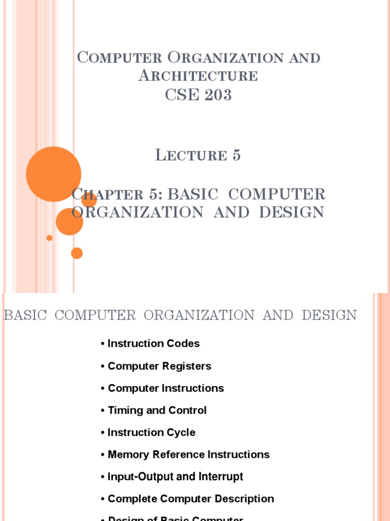 Lecture 5 - Chapter 5 - BASIC COMPUTER ORGANIZATION AND DESIGN ...