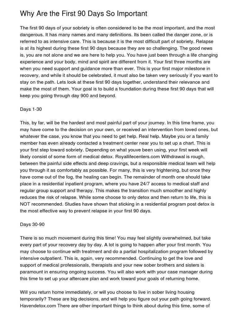 Importance of First 90 Days Sobriety | PDF | Self-Improvement | Lifestyle