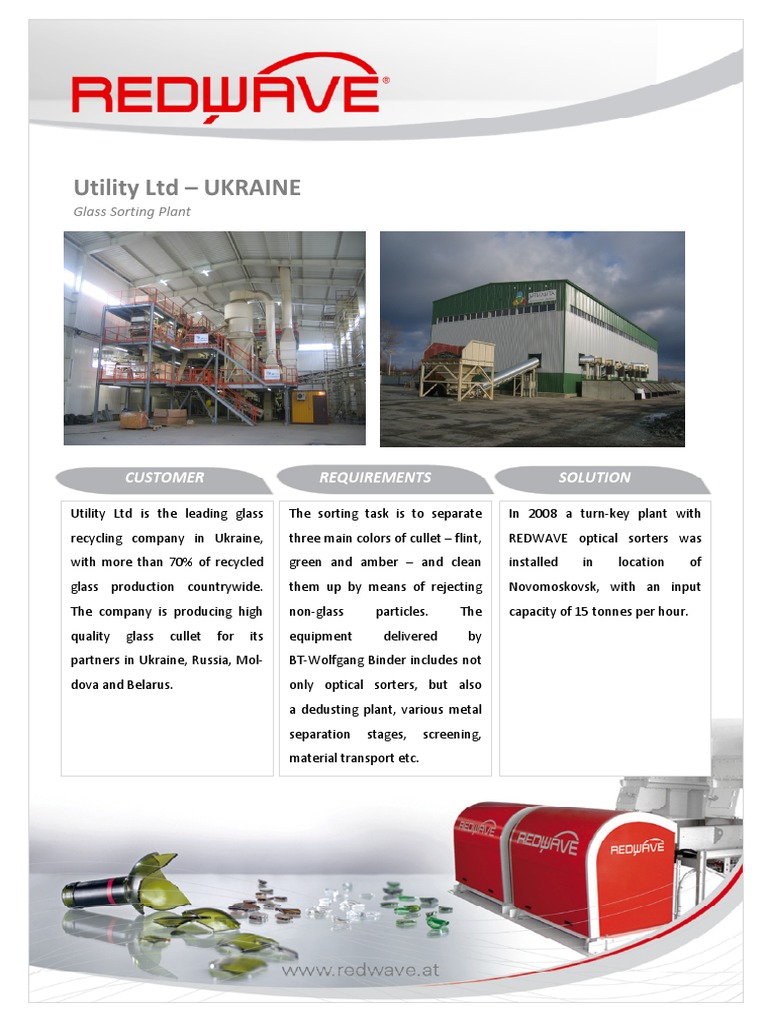 Ukraine Glass Sorting Plant Overview | PDF | Recycling | Equipment