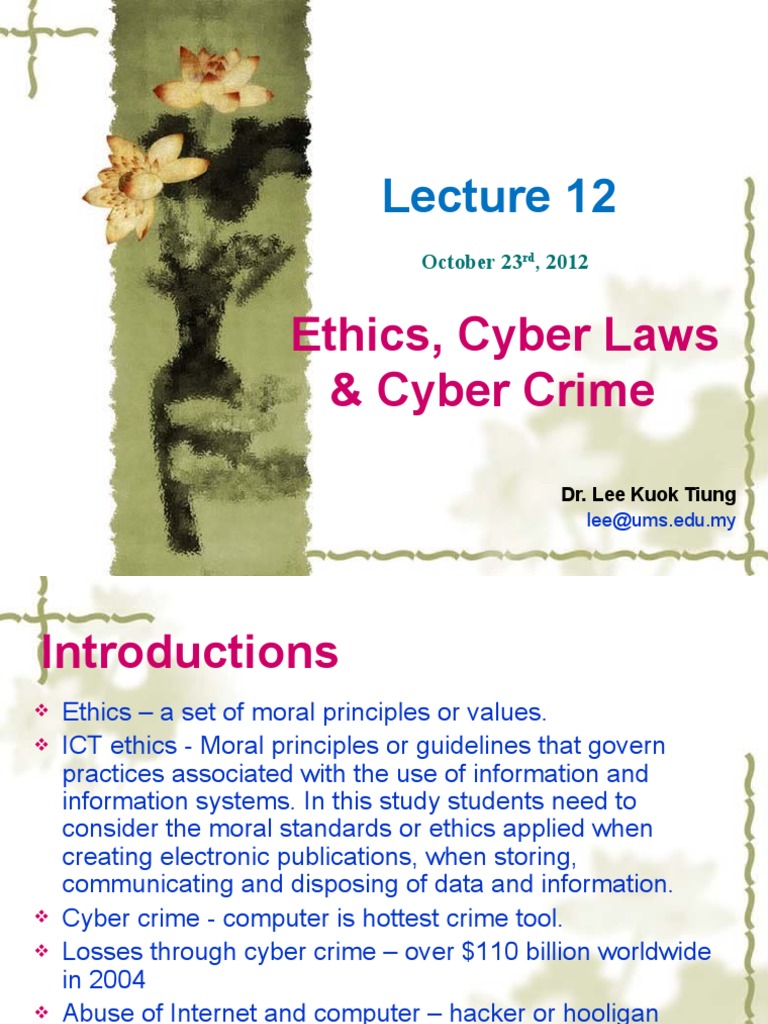 Ethics, Cyber Laws & Cyber Crime: October 23, 2012 | PDF | Cybercrime ...
