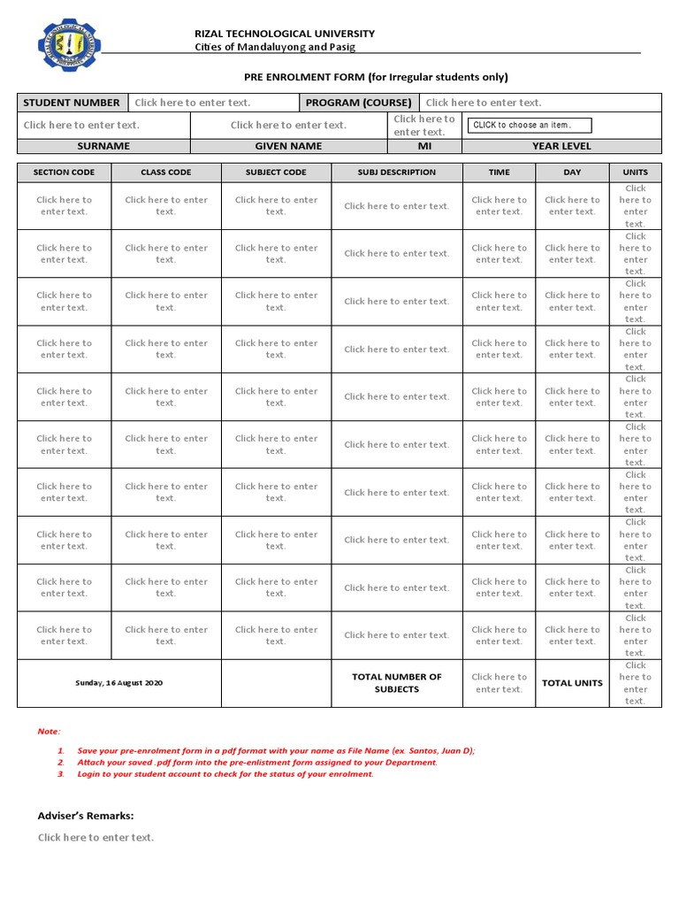 Pre Enrolment Form | PDF | Computing | Software