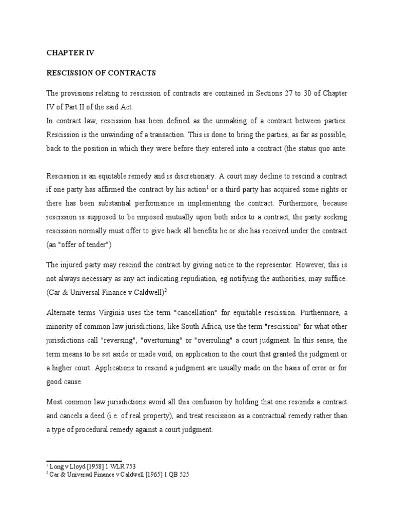 Recession of Contracts | PDF | Misrepresentation | Legal Ethics