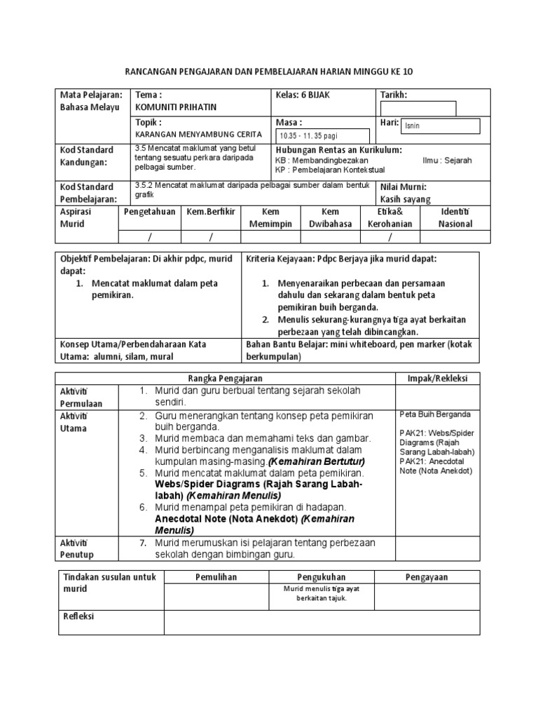 RPH BM TAHUN 6 m10 | PDF
