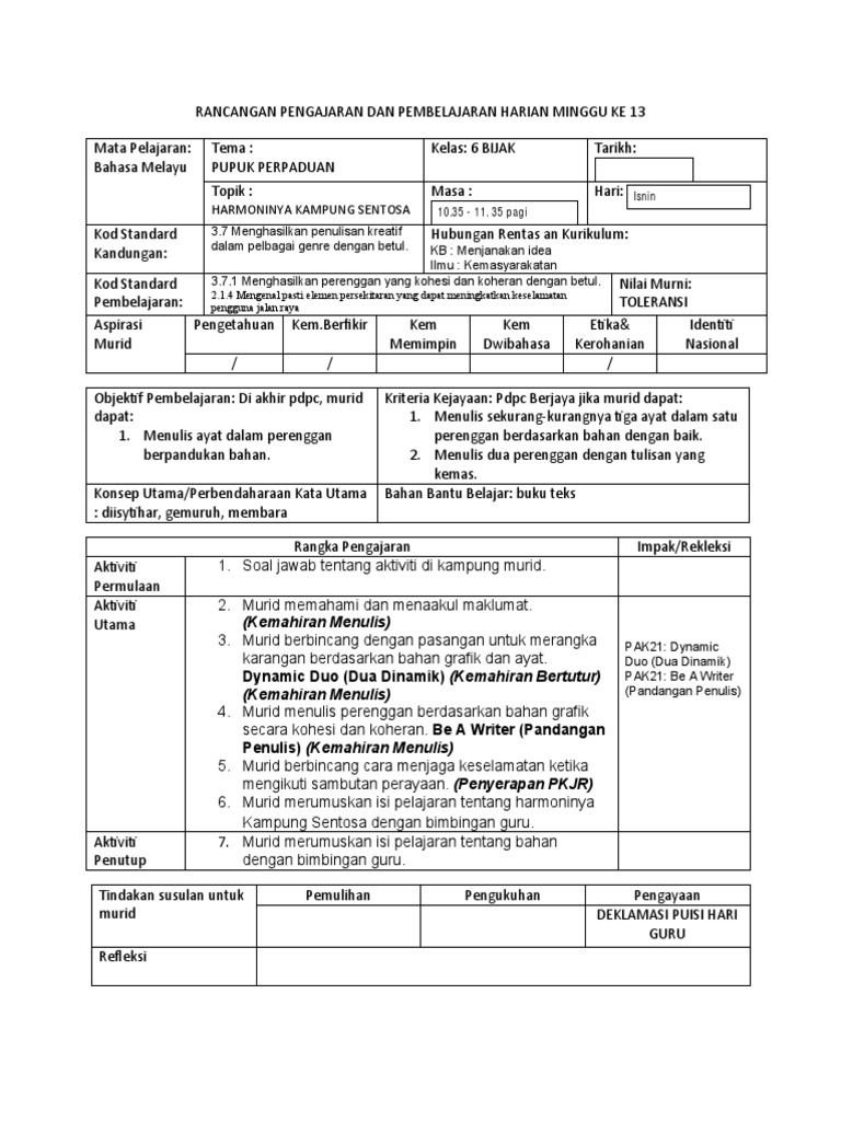 RPH BM TAHUN 6 m13 | PDF