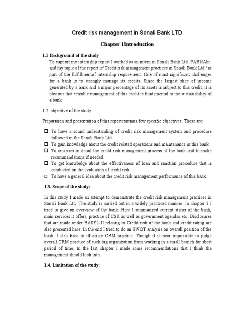 Avi Thesis Final Credit Risk Management in Sonali Bank LTD | Download ...