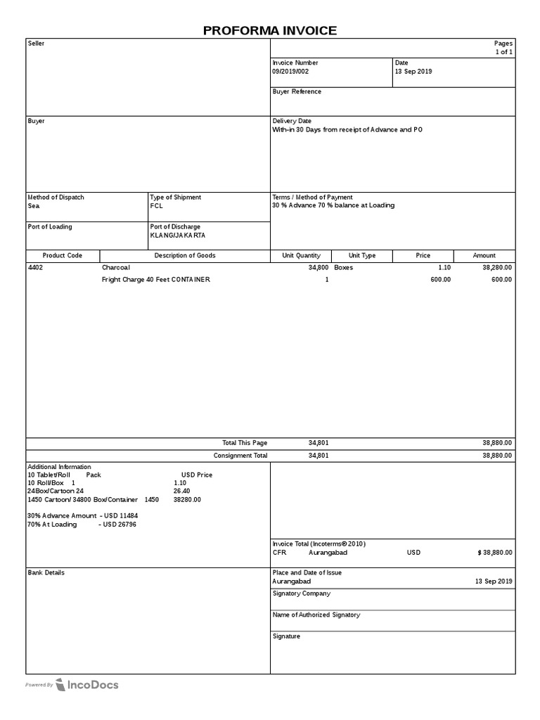 002 Proforma Invoice PDF | PDF | Invoice | Accounting