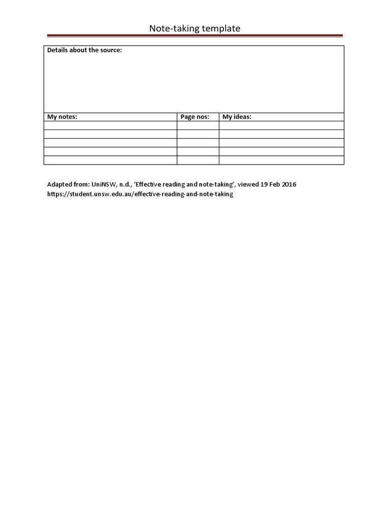 Note-Taking Template | PDF