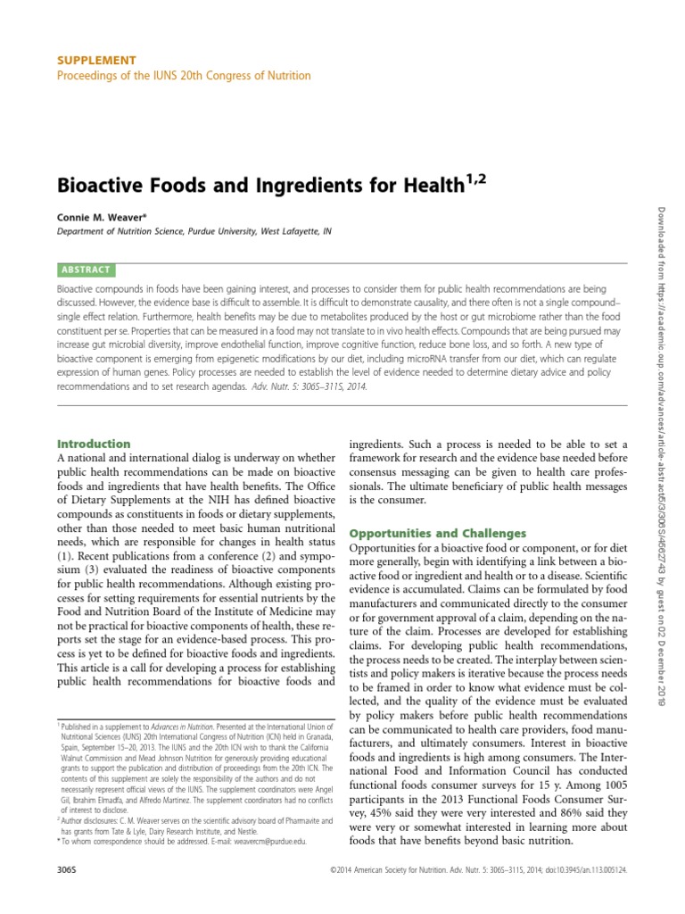 Bioactive Foods and Ingredients For Health | PDF | Micro Rna | Dietary ...