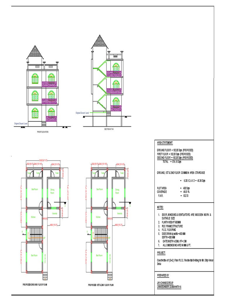 Original Ground Level: Front Elevation Section at XX | PDF | Queensland ...