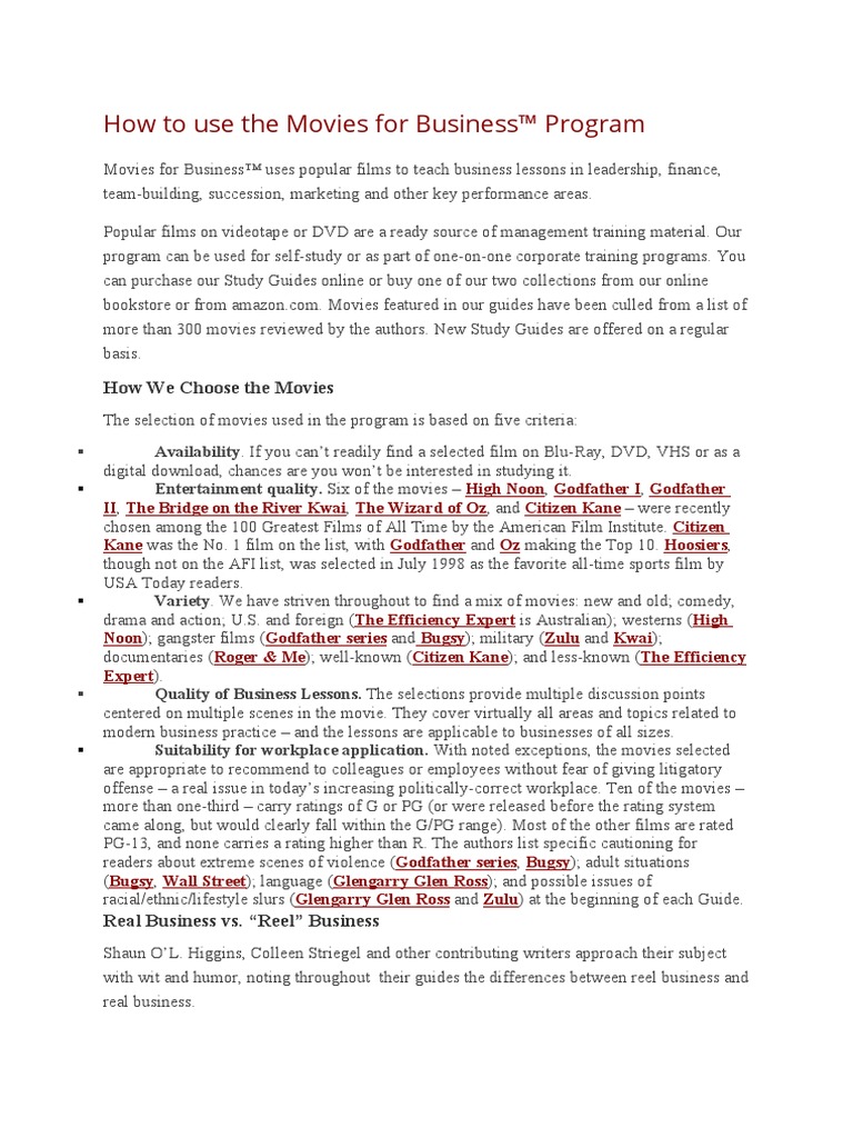 How To Use The Movies For Business | PDF