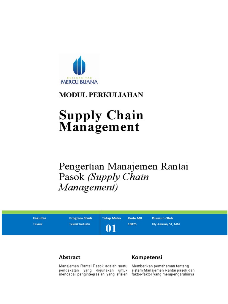 Modul SCM 01 Pengertian Manajemen Rantai Pasok Supply Chain Management | PDF | Bisnis