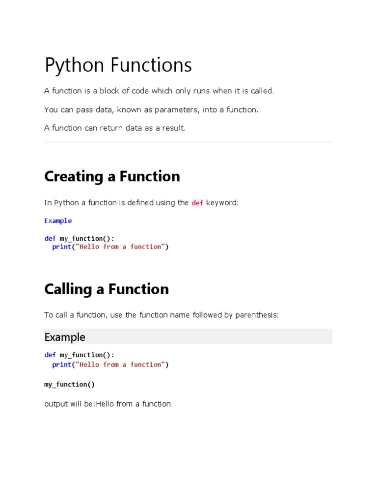 Python Functions: Creating A Function | Download Free PDF | Parameter ...