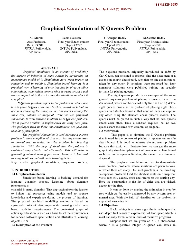 Graphical Simulation of N-Queens Problem | PDF | Discrete Mathematics ...