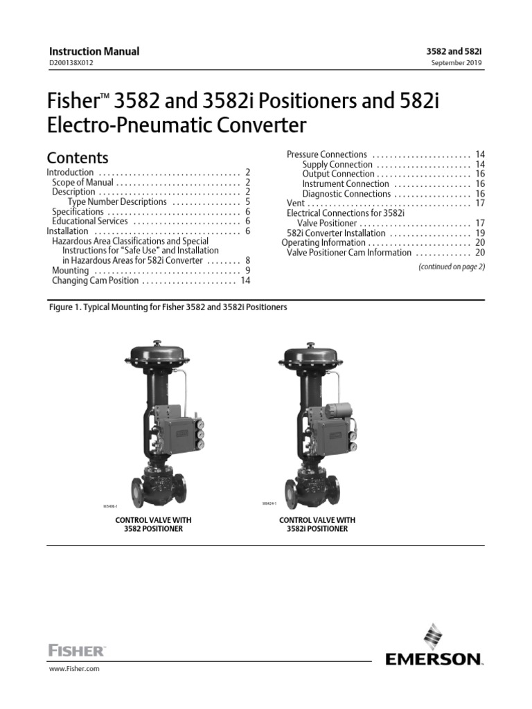 Instruction Manual Fisher 3582 3582i Positioners 582i Electro Pneumatic ...