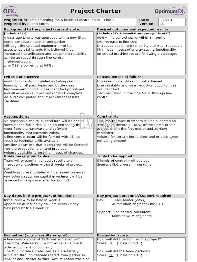 Project Charter Example | PDF | Reliability Engineering | Systems ...