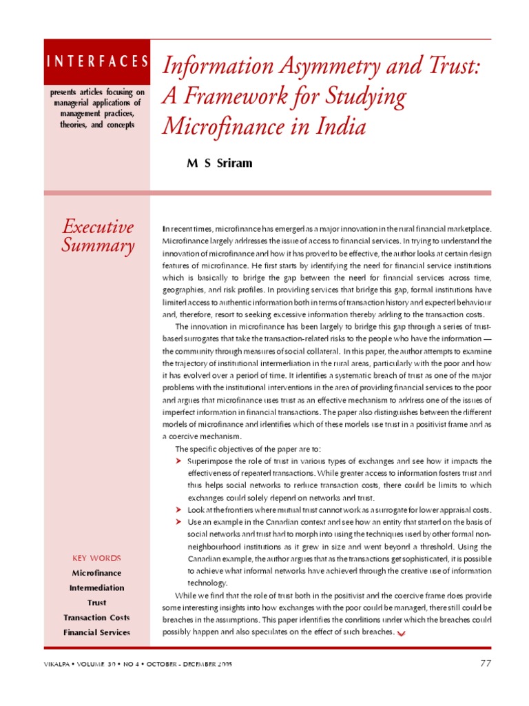 S3-Information Asymmetry | PDF | Microfinance | Banks