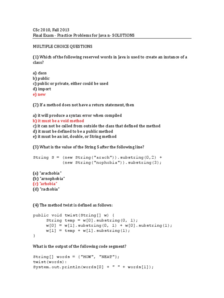 Java Practice Solutions | PDF | Array Data Structure | String (Computer Science)