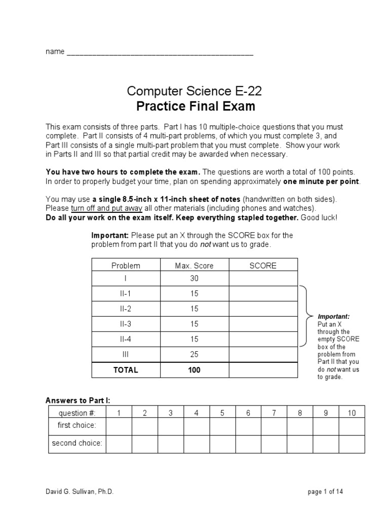 Computer Science E-22 Practice Final Exam | Download Free PDF | Queue (Abstract Data Type ...